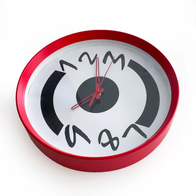 1980s Postmodern Red Wall Clock | Chairish