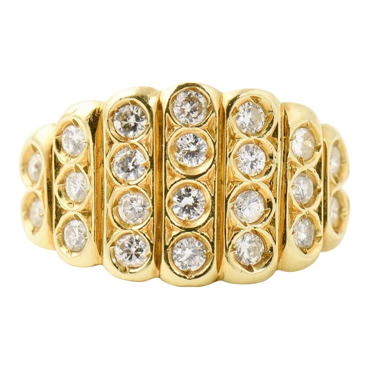 Diamond 18 Karat Yellow Gold Statement Ring size 4.5 | Chairish