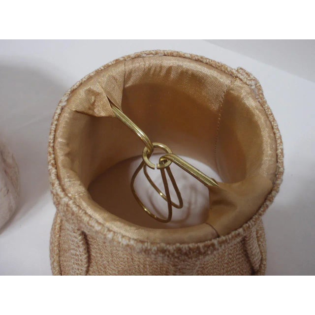Pair of 1990s Tan Tweed Fabric Chandelier Sconce Lined Clip on Lamp ...