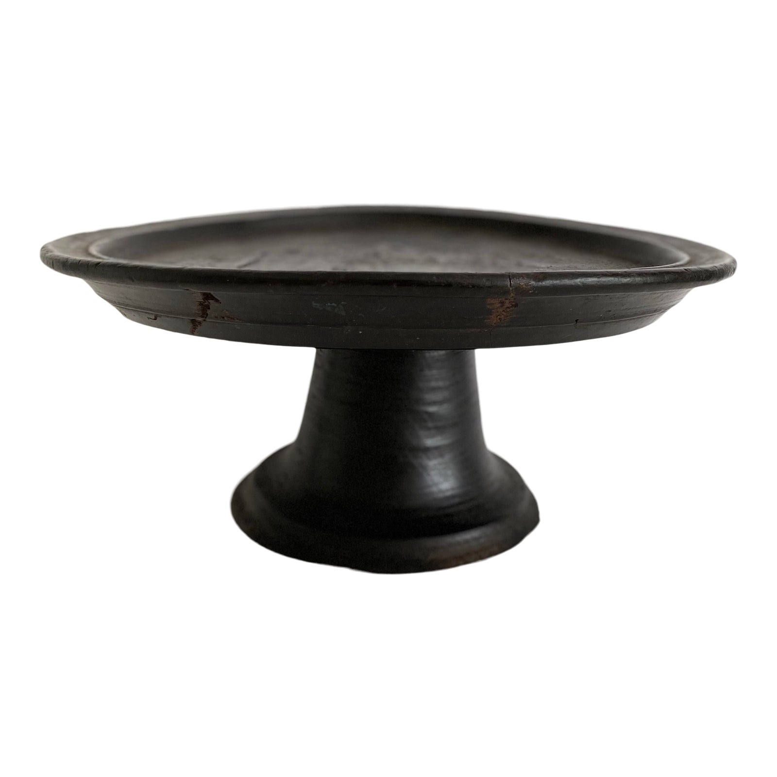 Hindu Offering Wood Pedestal Tray | Chairish