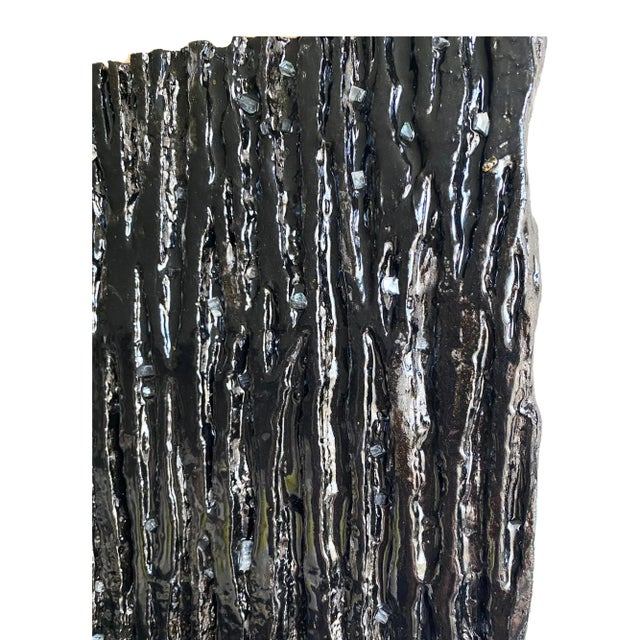 Black Gloss Texture Abstract Wall Art Minimalist Plaster Painting by ...