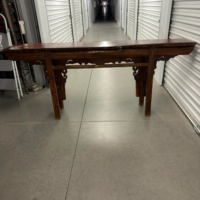 Late 19th Century Antique Chinese Red Lacquered Alter Console Table ...