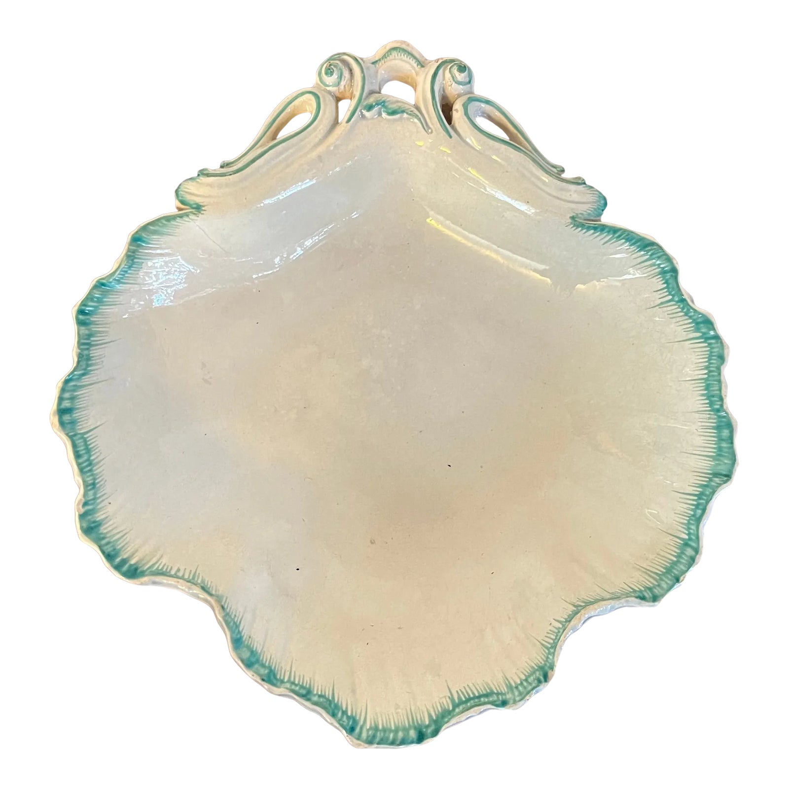 Antique 18th Century Wedgwood Creamware Green Feather Edge Shell Shaped ...