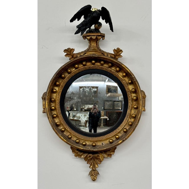 Antique Federal Style Gilt Gold Convex Wall / Console / Pier Mirror ...