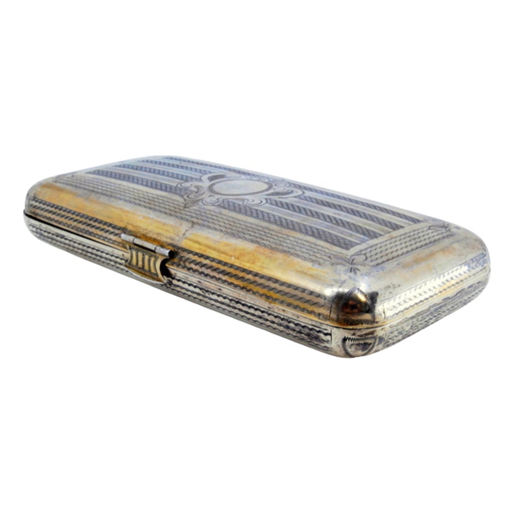 Silver Gilt Cigar Case with Hunting Scene | Chairish