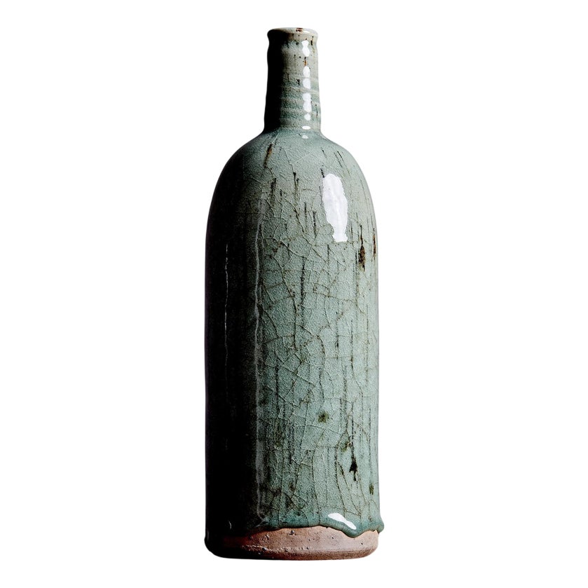 French Studio Pottery Bottle Vase, 1960s | Chairish