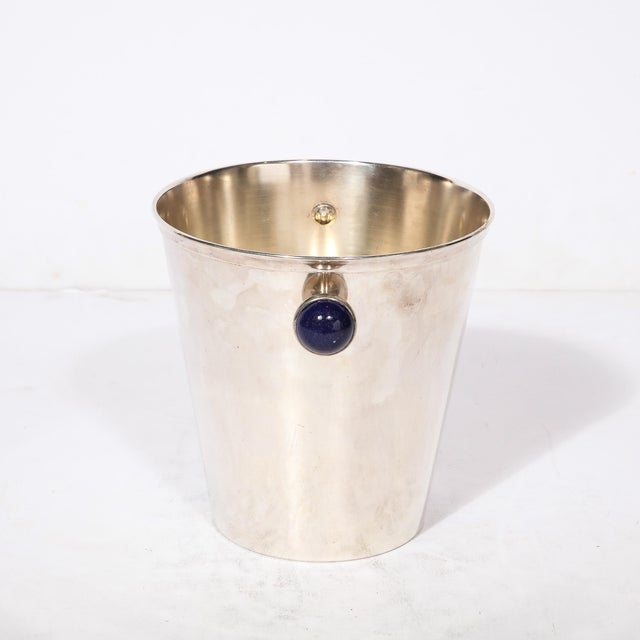 Mid-Century Modernist SilverPlate Ice Bucket With Inlaid Lapis Lazuli ...