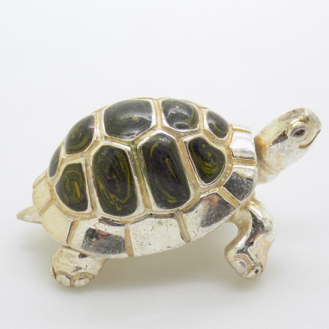 Vintage Italian Handmade Sterling Silver 925 Enameled Turtle Figurine ...