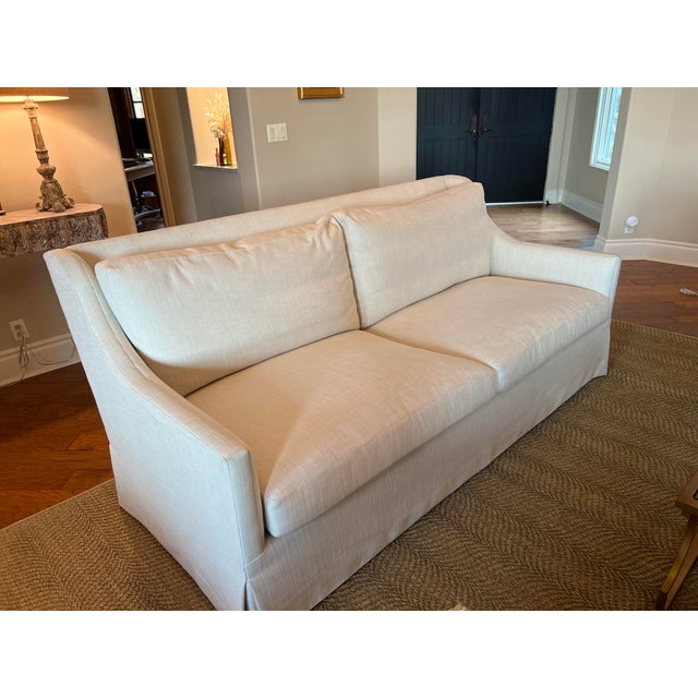 Lam Bespoke Custom White Performance Fabric Sofa | Chairish
