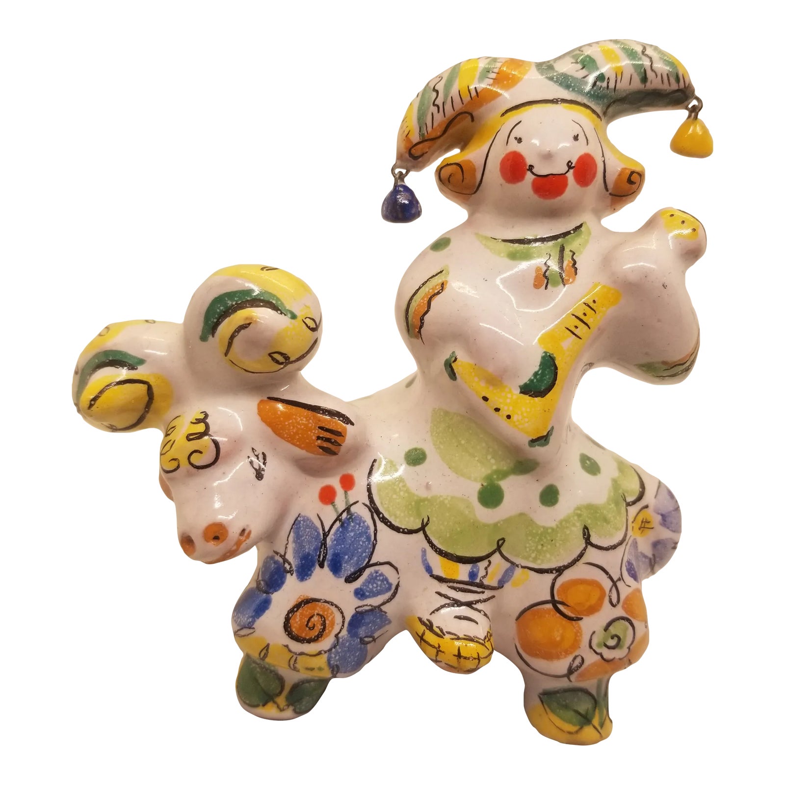 Vintage Natalia Pavlova Majolica Skomorokh Performer on Ram Hand ...