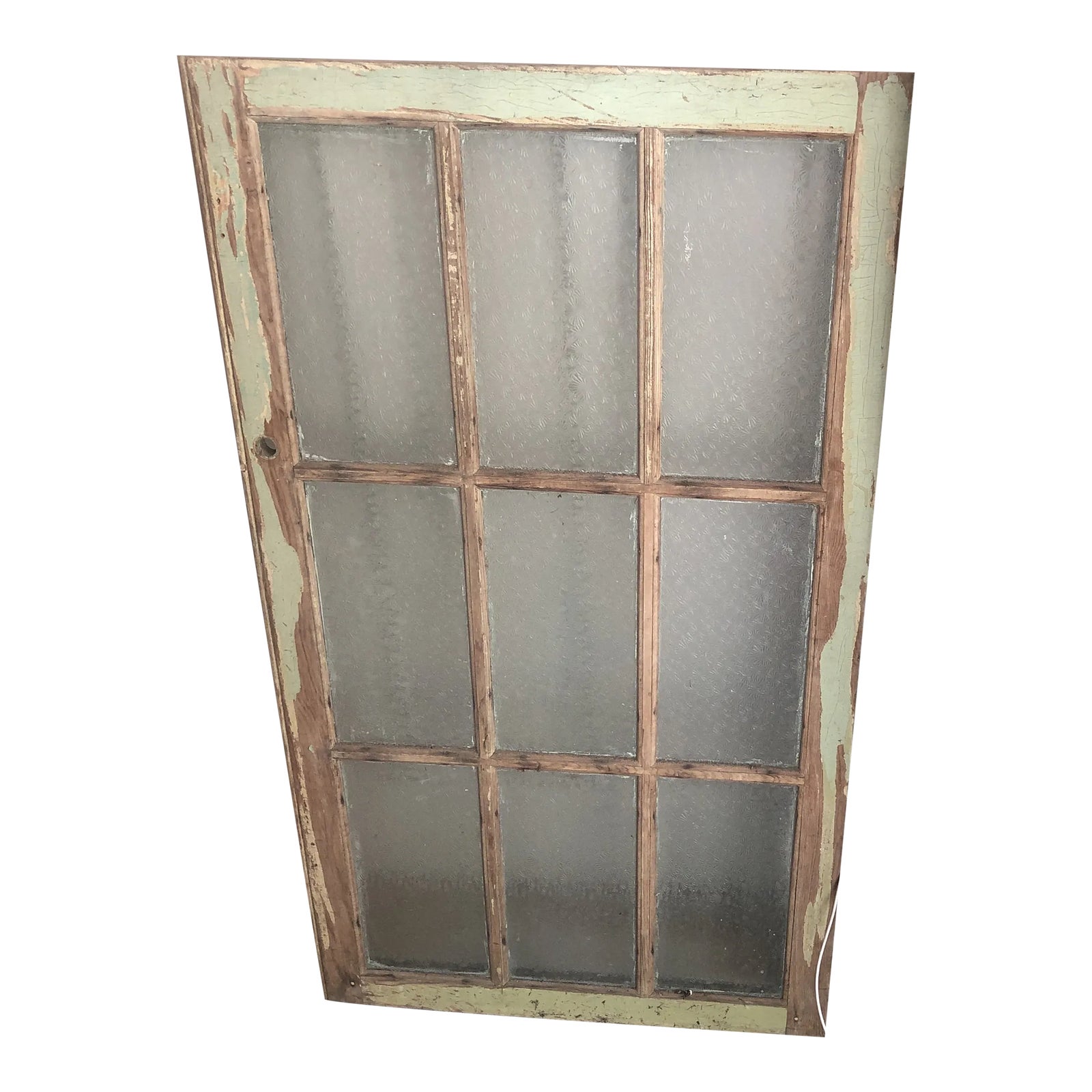 1950s Green Paint Slag Glass Window | Chairish