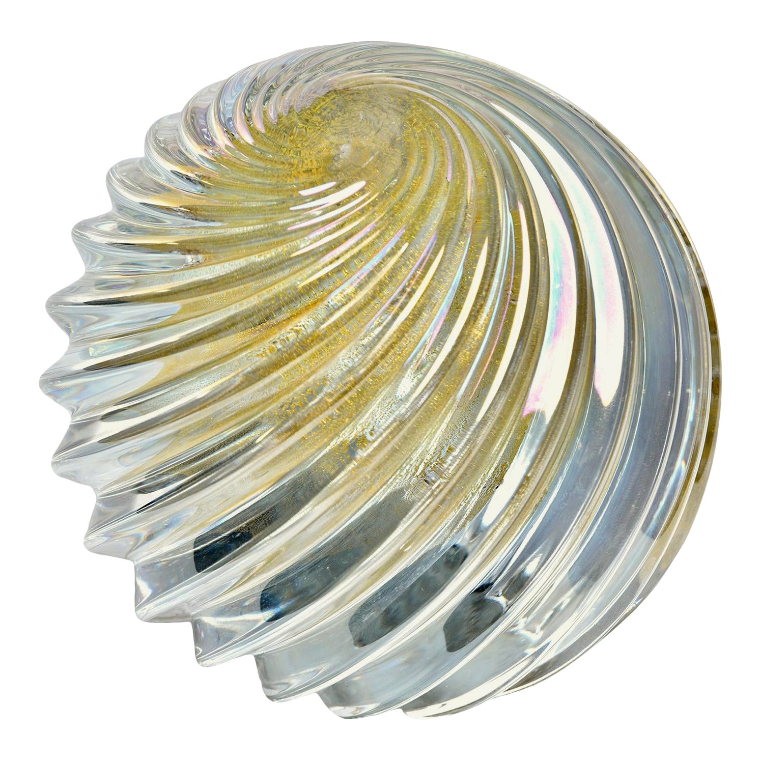 Signed Seguso Murano Glass Swirled Paperweight | Chairish