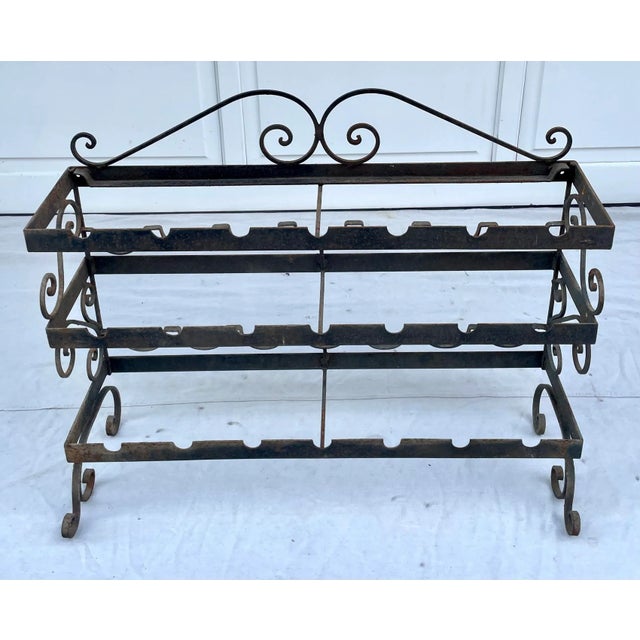 Vintage Rustic Iron Indoor/Outdoor Wine Rack | Chairish