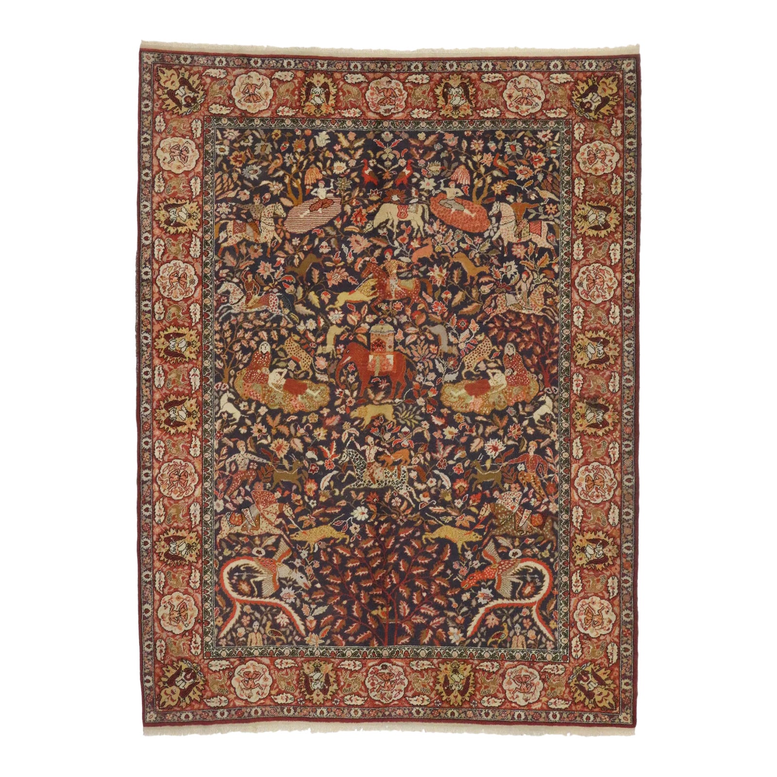 Antique Indian Agra Hunting Rug, 08'07 X 11'04 | Chairish