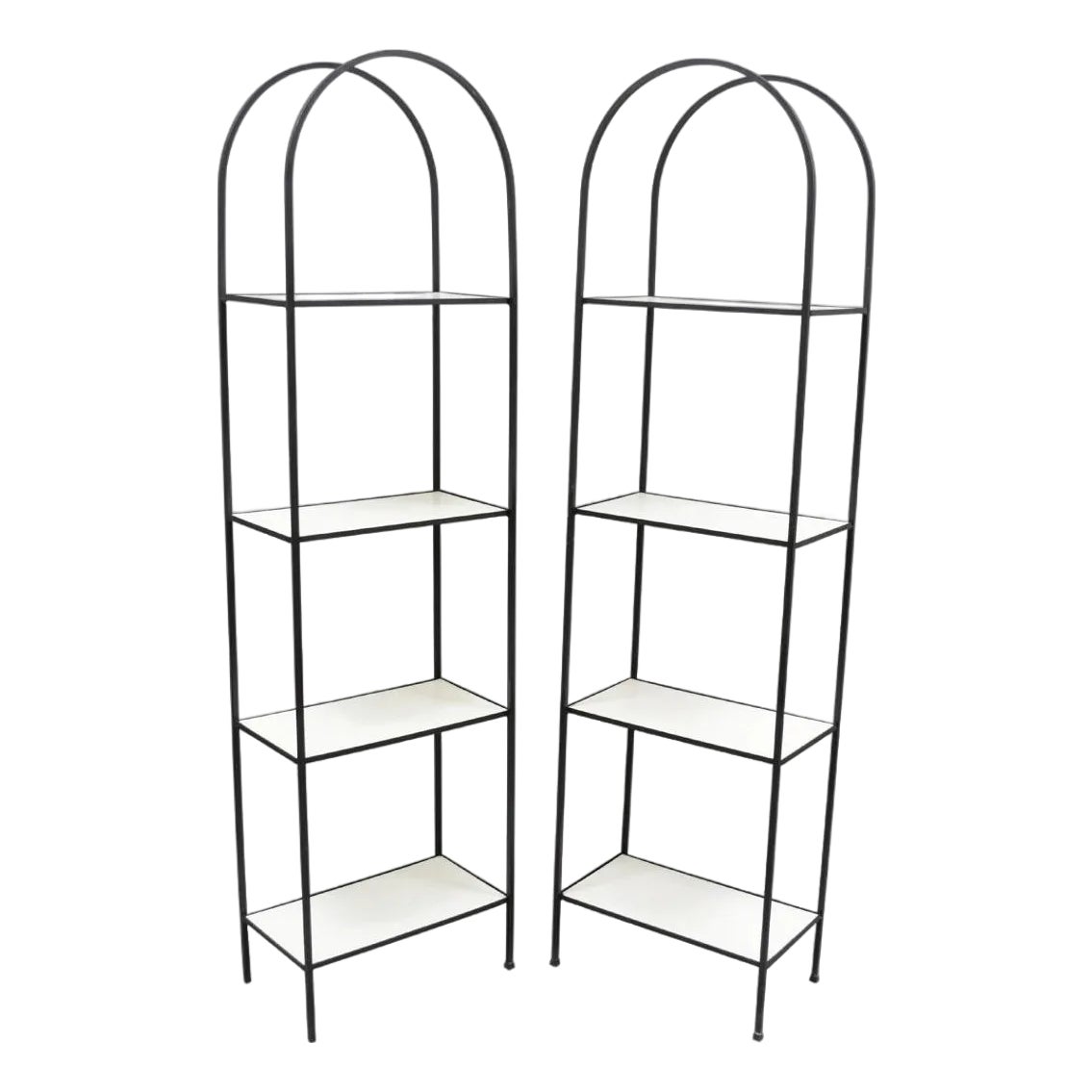 Vintage Mid Century Modern Narrow Arched Wrought Iron Etagere Bookcase ...
