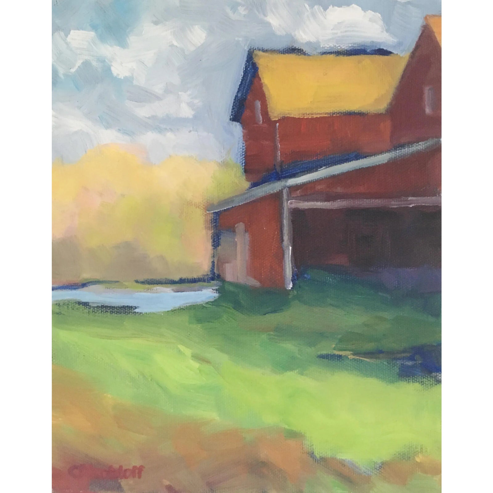 "The Farmstead" Contemporary Expressionist Style Rural Landscape Oil ...