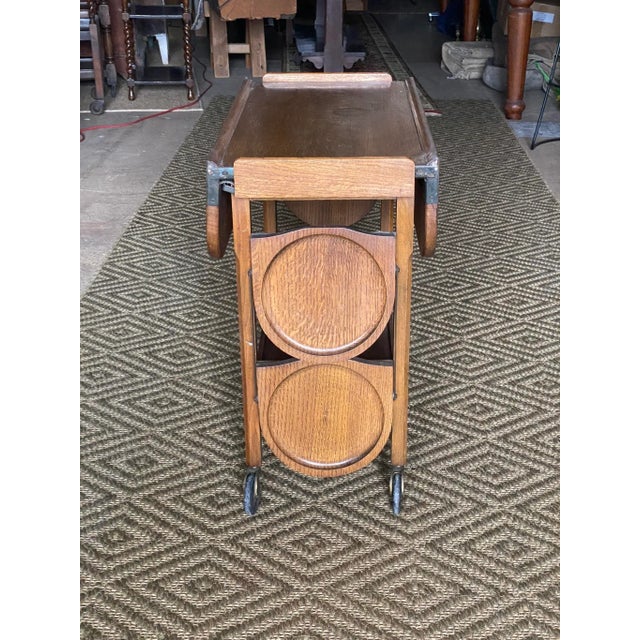 1950’s English Trolley Bar Cart With Leaves & Cake Shelves | Chairish