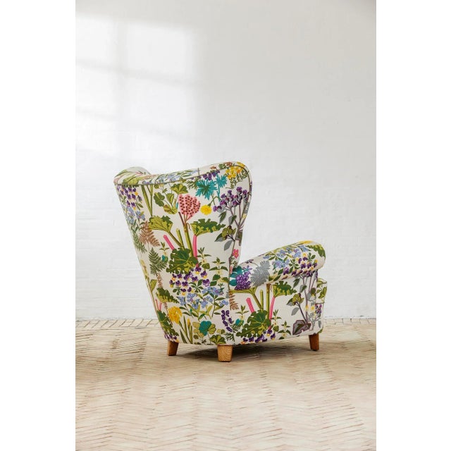 Large Chair with Gocken Jobs Print | Chairish