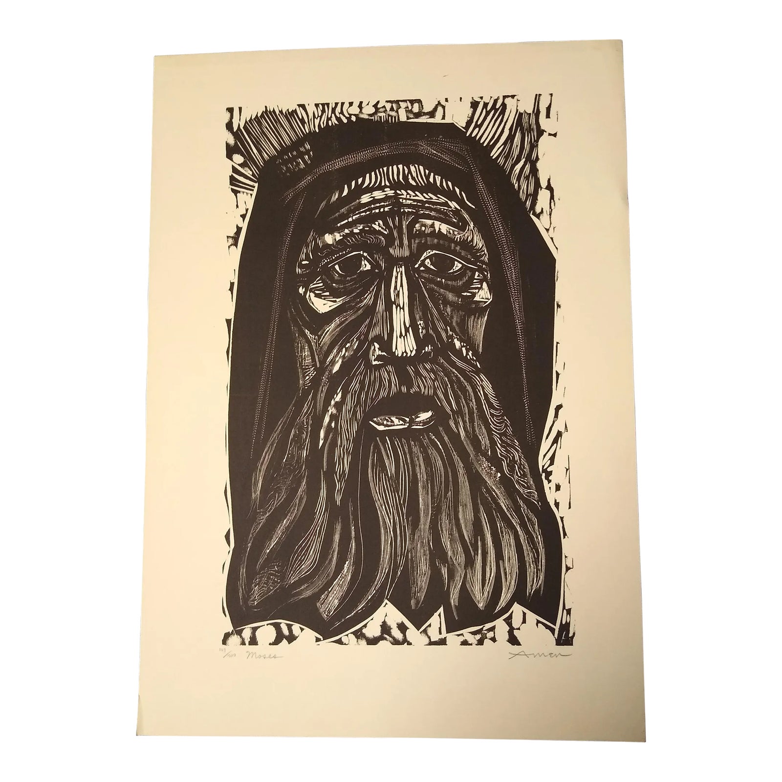 1950s "Moses" Irving Amen Print Numbered 109/200 | Chairish