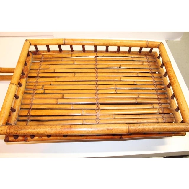 Mid 20th Century Folding Bamboo Tray Table|Two Piece | Chairish
