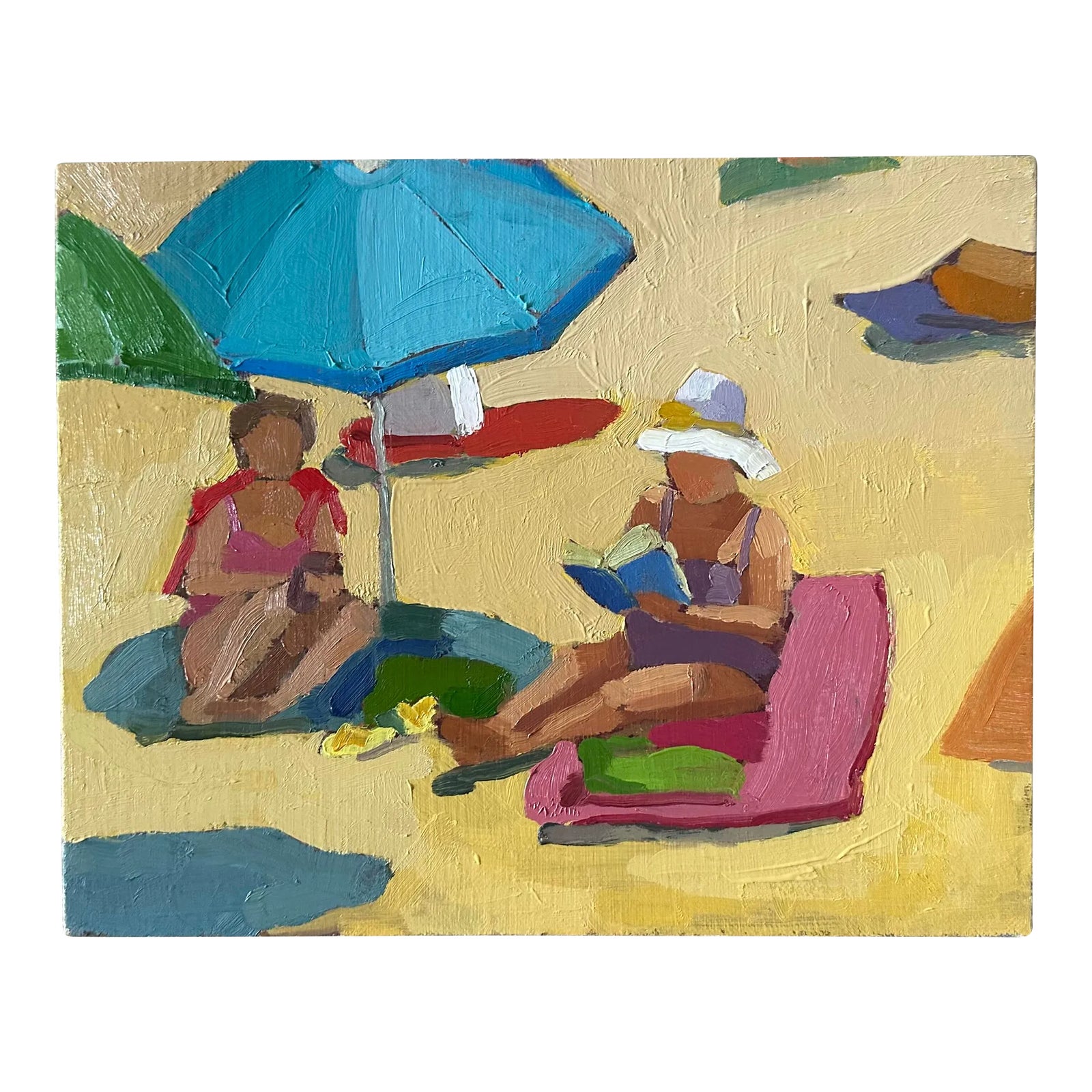 "Beach Read" Original Expressionist Figurative Painting by Caroline ...