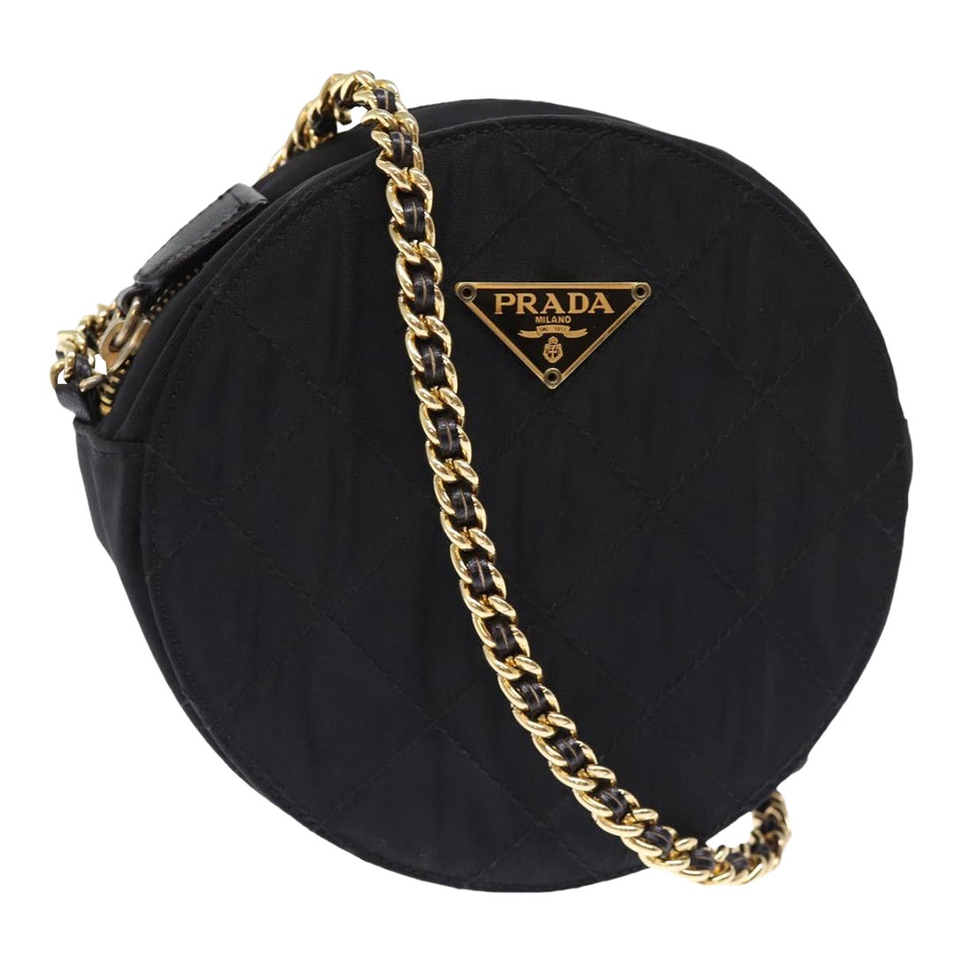 Prada Chain Shoulder Bag Nylon Black Auth 75887 | Chairish
