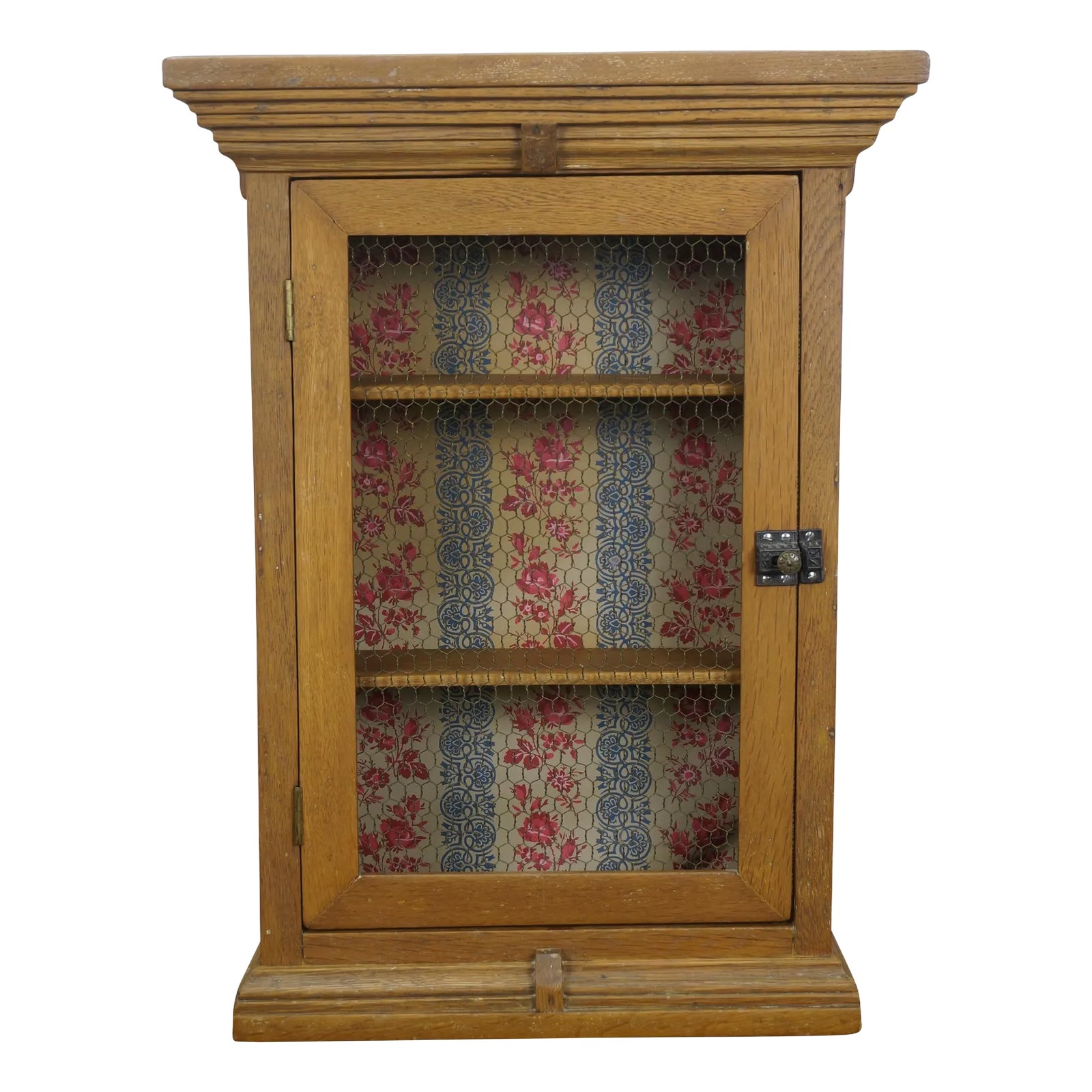 Antique Oak Chicken Wire Wall Hanging Curio Cabinet Trinket Display ...