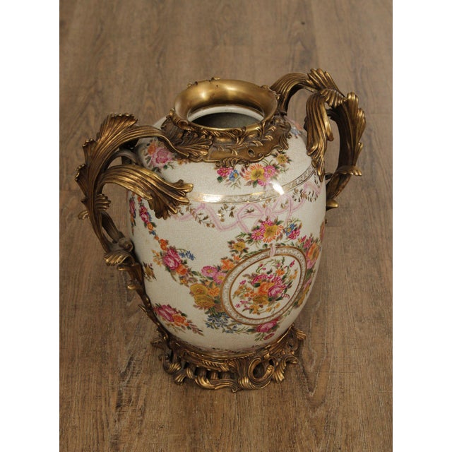 United Wilson Pair of Bronze Mounted Porcelain Vases | Chairish