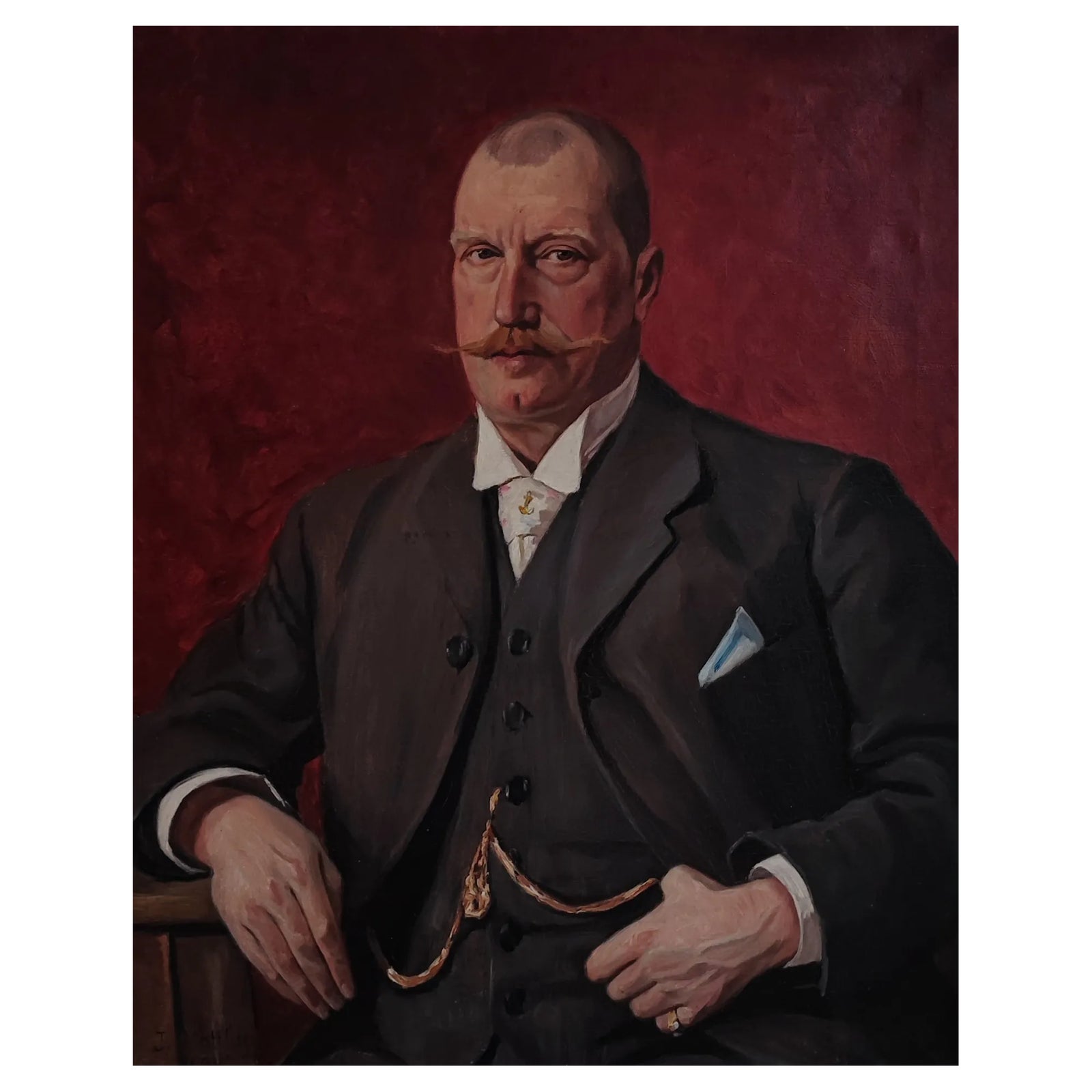 Jules Matthey, Portrait d'un notable à moustache, 1911, Oil on Canvas ...