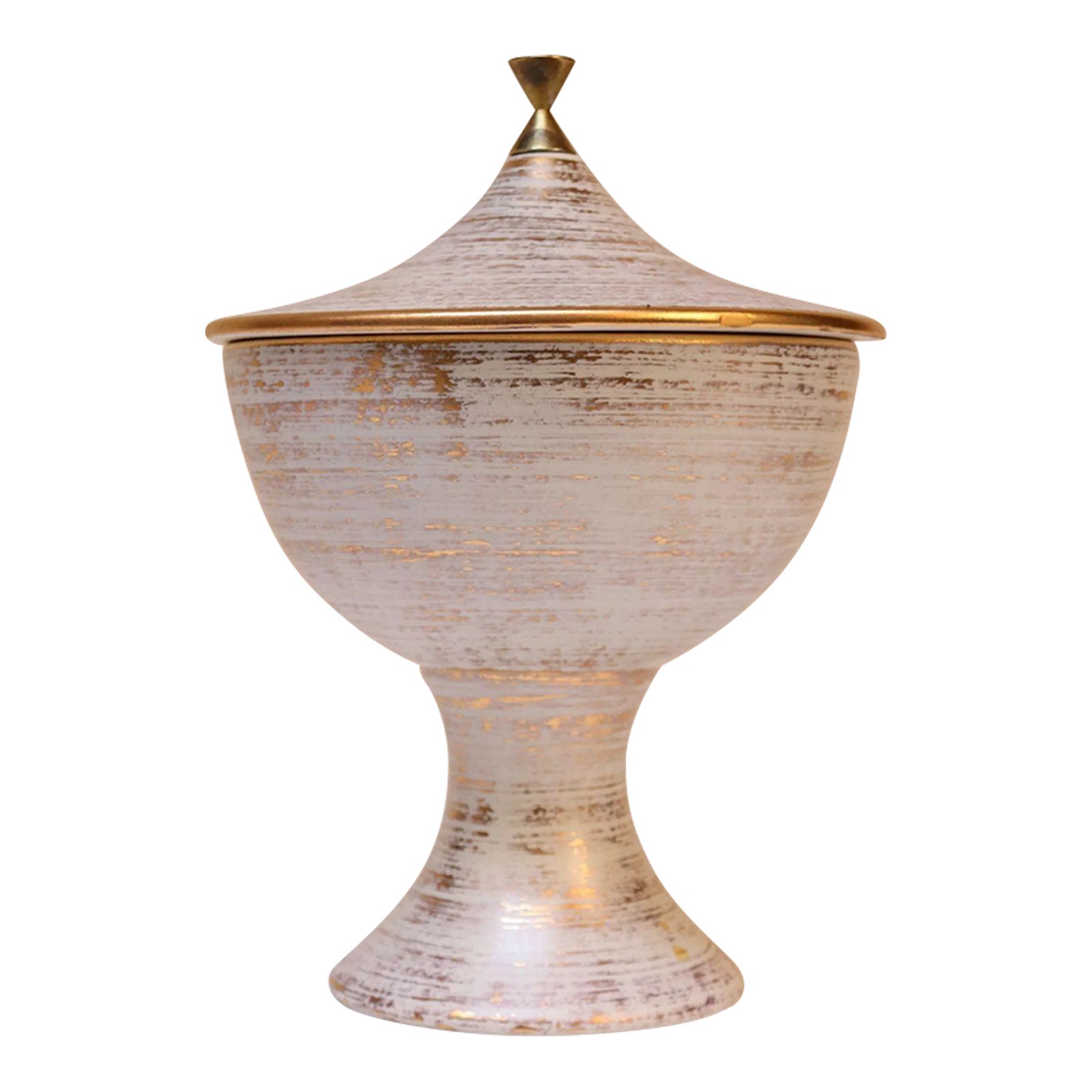 Vintage Haeger Gold Tweed 22k Compote / Urn / Lidded Pedestal Catch-All ...