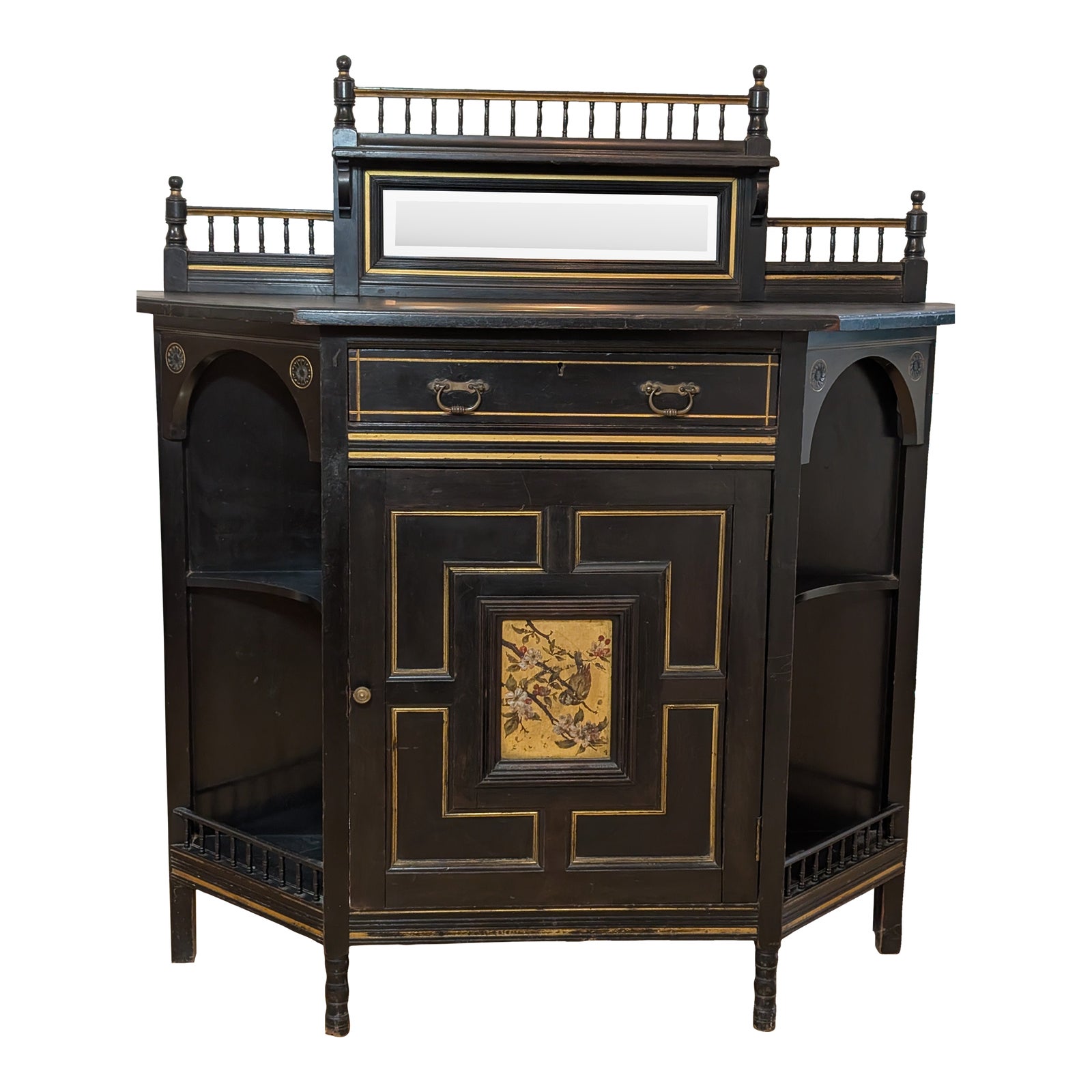 Late 19th Century Victorian Era Black Enamel SideBoard /Buffet With ...