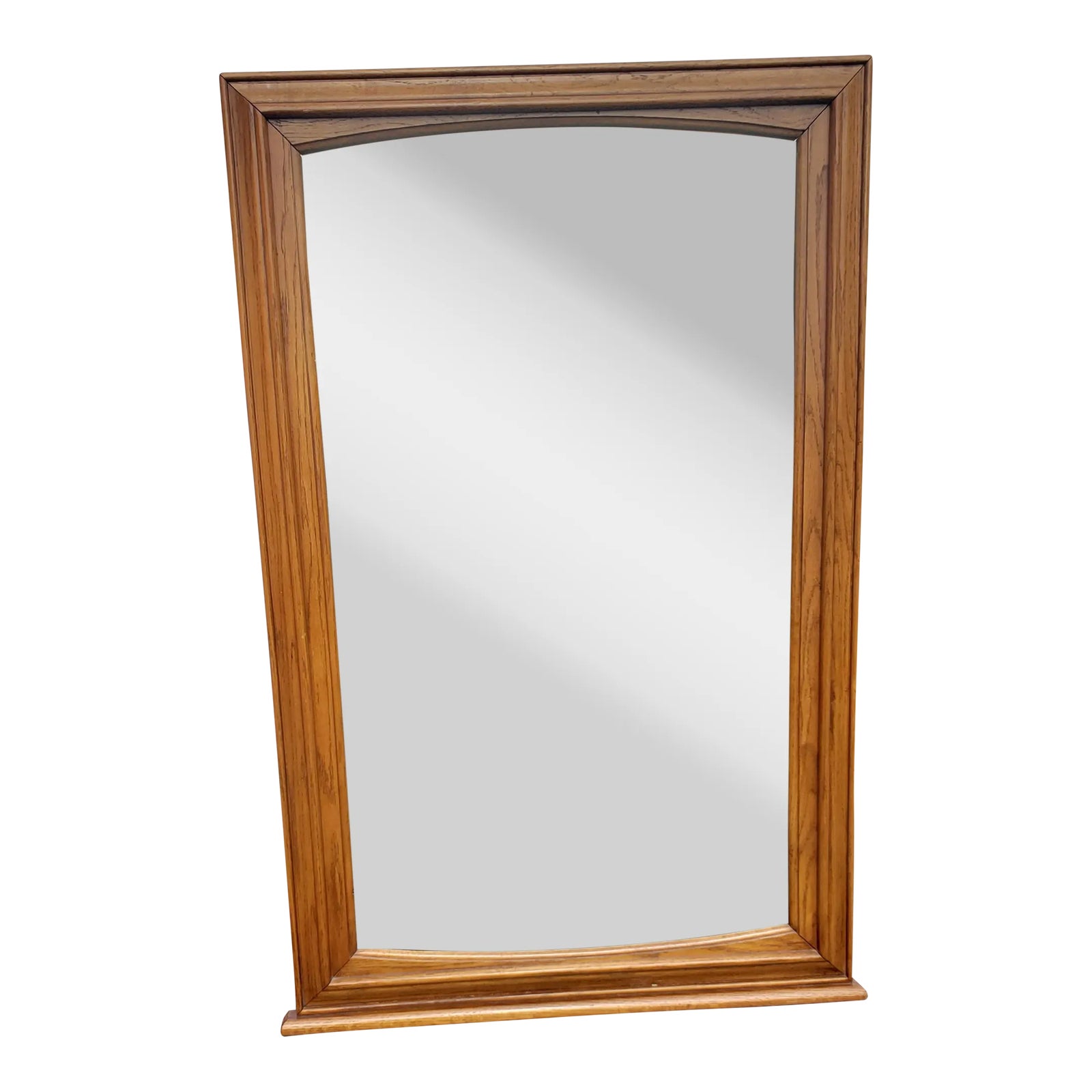 Vintage Golden Solid Oak Frame Wall Mirror | Chairish