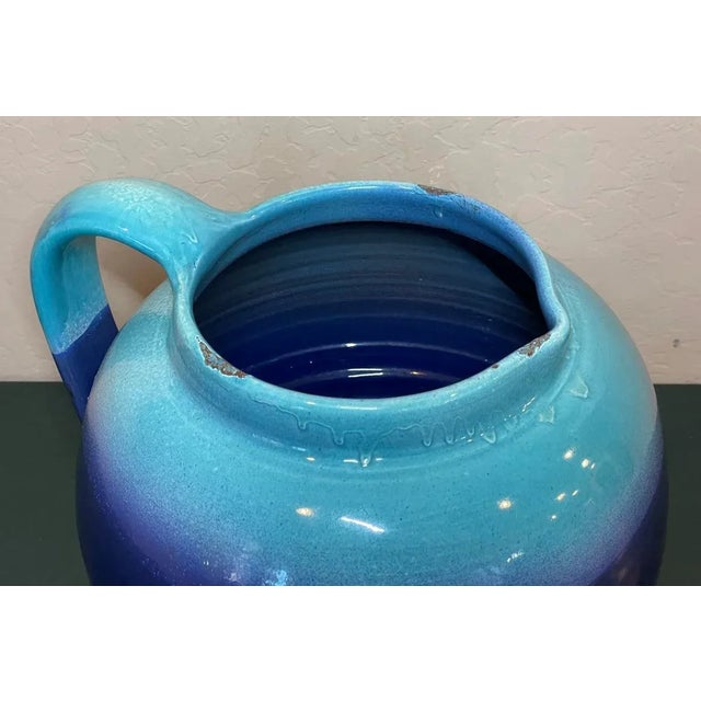 Leoncini Florence Italy Large Cobalt & Aqua Blue Round Pottery Vase ...