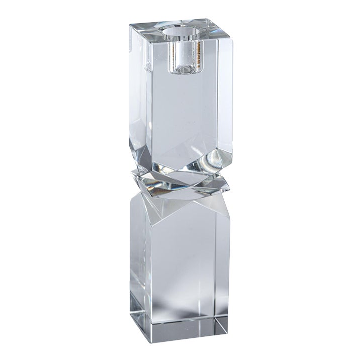 Verdun Artistry Crystal Glass Candlestick, Large, Plain Clear | Chairish