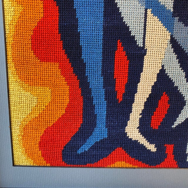 Midcentury Modern Dancing Figures Needlepoint Wall Art | Chairish