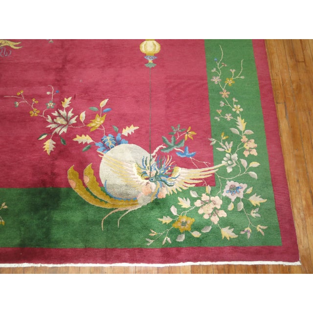 Chinese Jewel Tone Art Deco Rug - 9′ × 11′7″ | Chairish