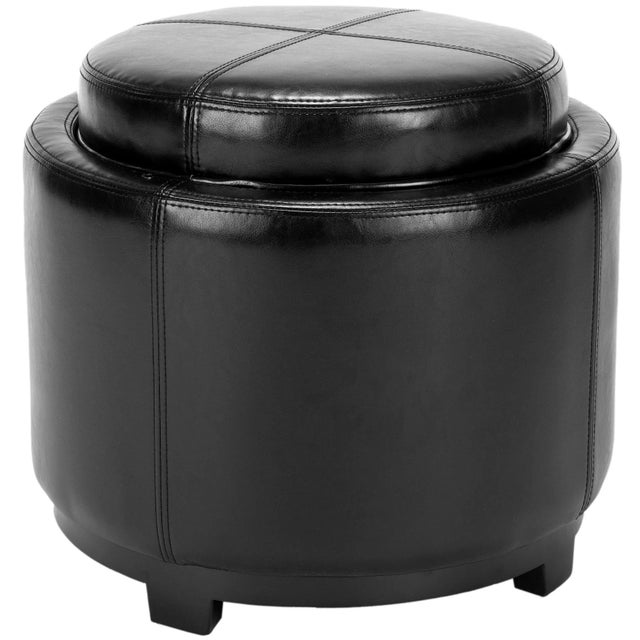Round Tray Ottoman in Black & Black | Chairish