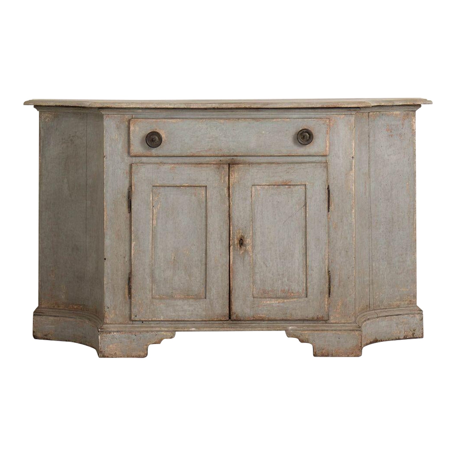 Early 20th C. Italian Blue - Gray Painted Serpentine Buffet | Chairish