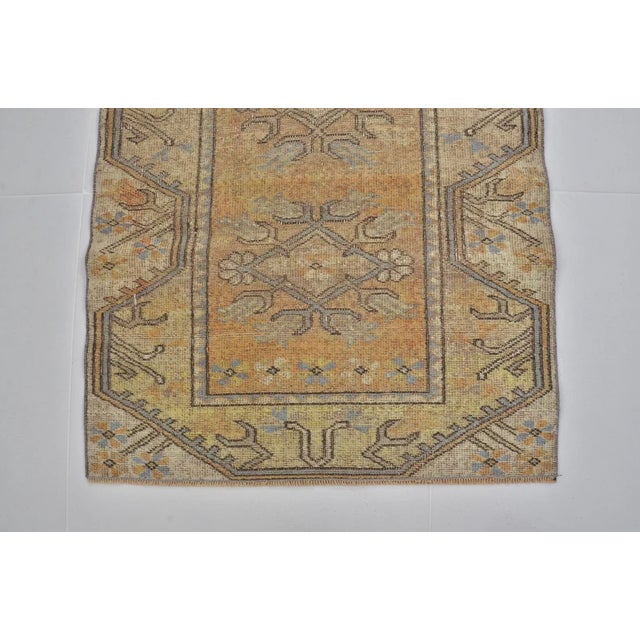 Long Vintage Turkish Runner, Mustard Yellow and Ochre Anatolian Rug ...