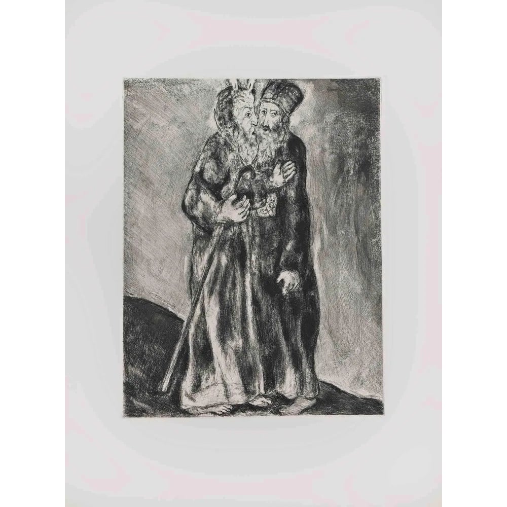 Marc Chagall, Moses and Aaron, Etching, 1956 | Chairish
