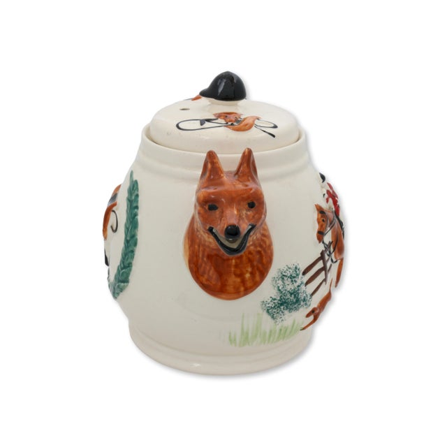 Mid 20th Century Hand-Painted English Fox Hunt Tea Pot | Chairish