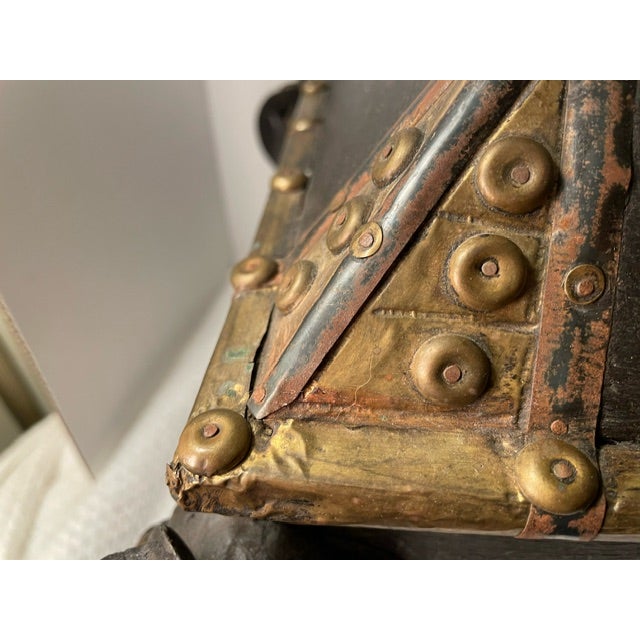 Early 20th Century Square Chest With Brass Decorative Indonesian Design ...