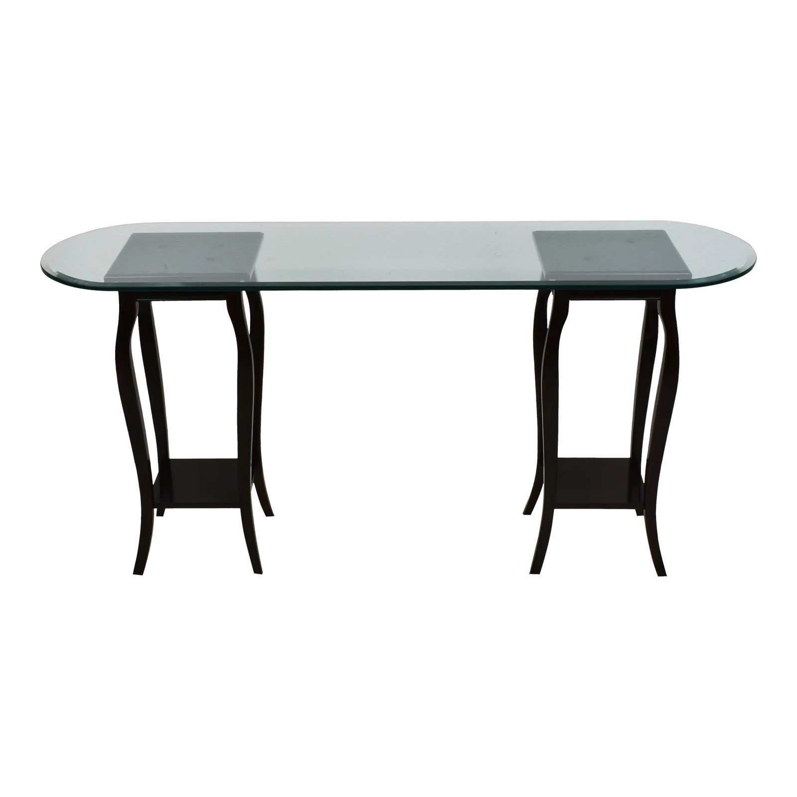 Vintage 1992 the Bombay Company Oval Glass Top Entry Console Table ...