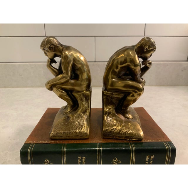 Pair of Vintage Pm Craftsman Brass Thinker Bookends | Chairish