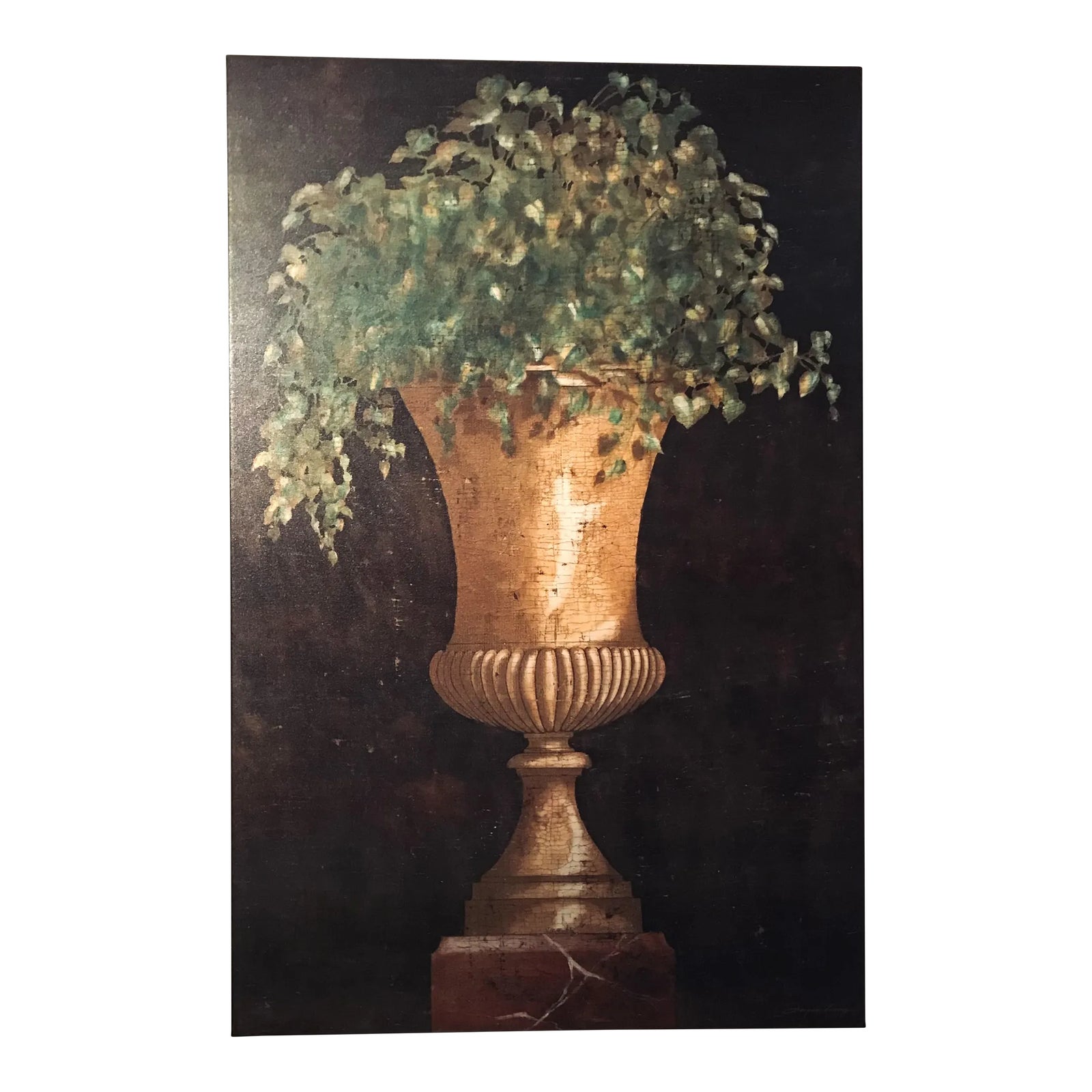 Vintage Oil on Burlap Venetian Style Overstated Topiary Signed Jacques ...
