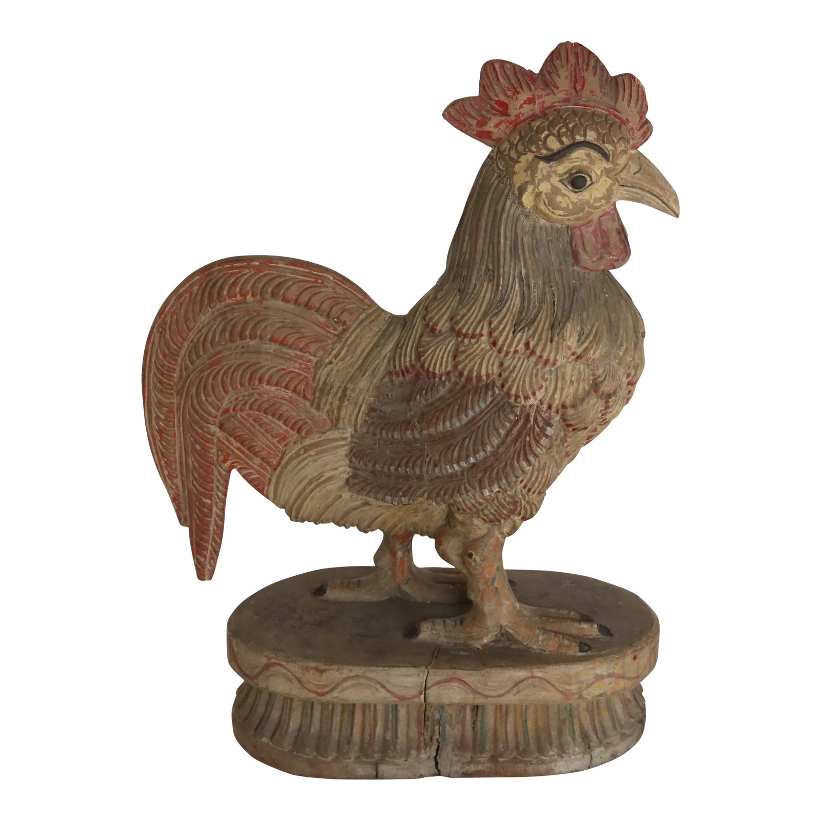 1900 Wood Rooster From Sri Lanka | Chairish