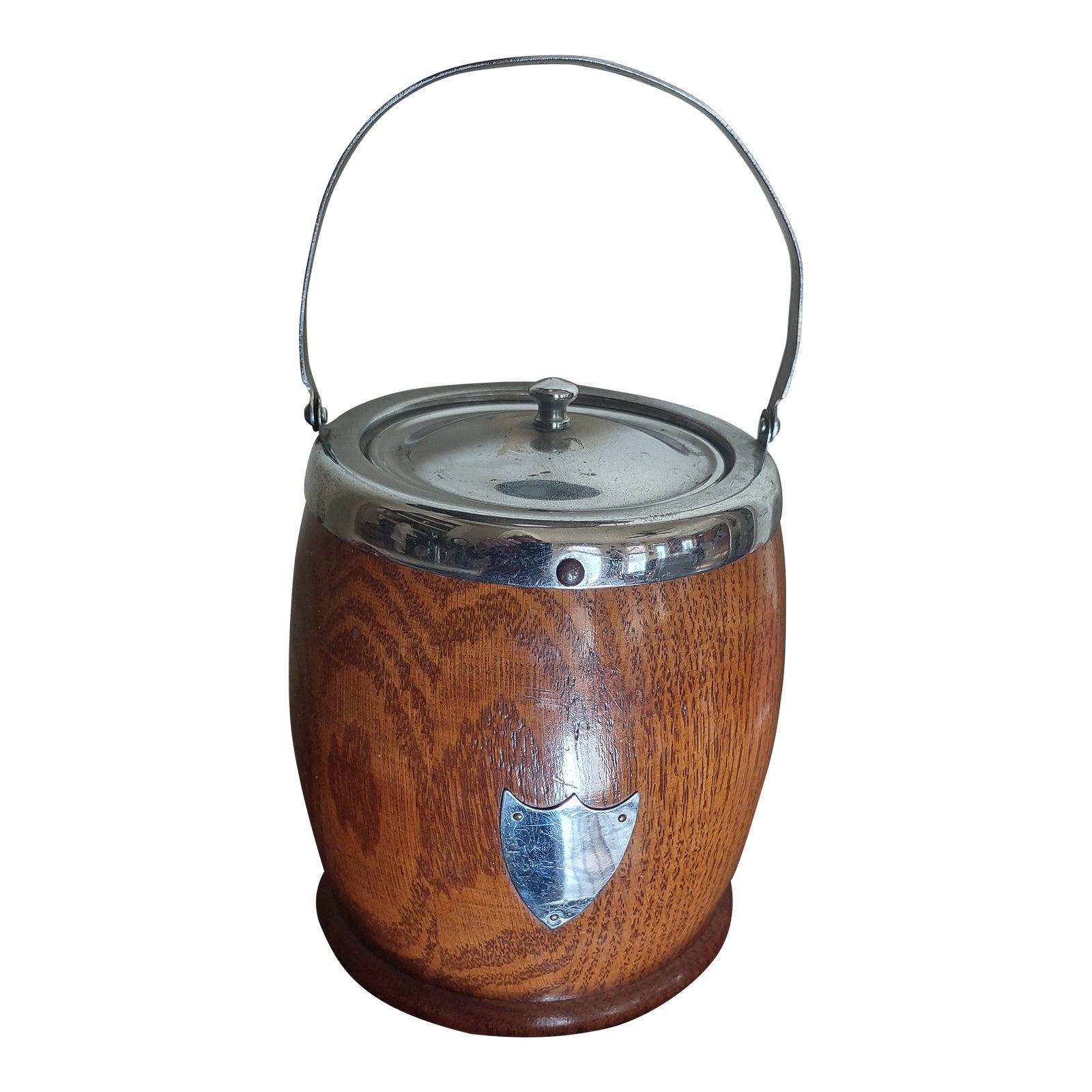 1940s English Oak Biscuit Barrel | Chairish