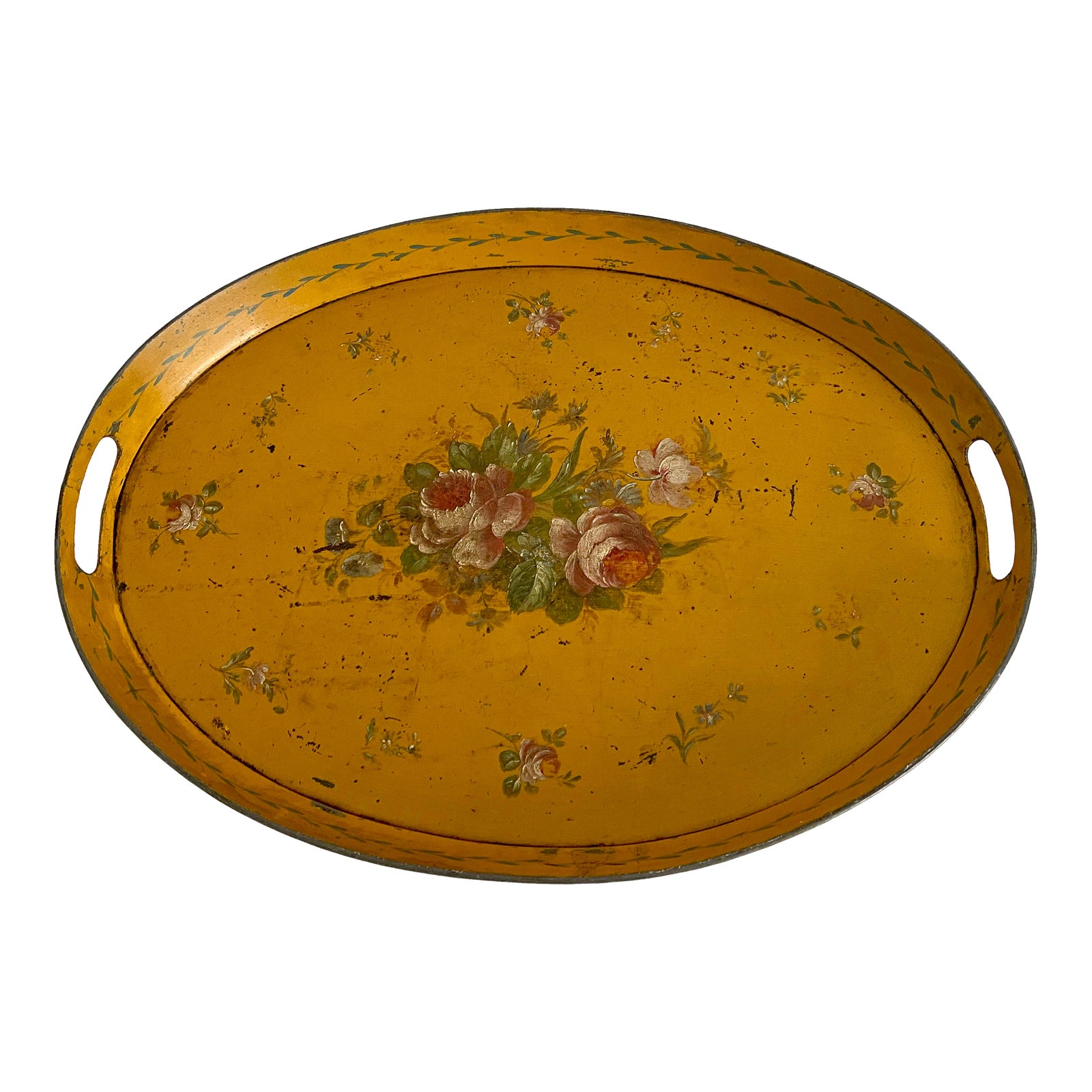 19th C French Hand-Painted Provence Tole Tray | Chairish