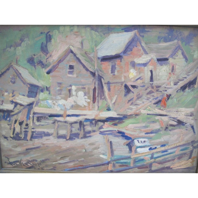 Alaskan Artist Jan Van Empel Signed Original Alaska Village Oil Painting | Chairish