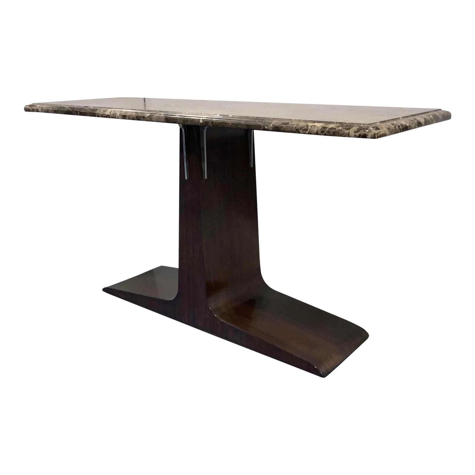 Henredon Modern Brown Stone Console Table | Chairish